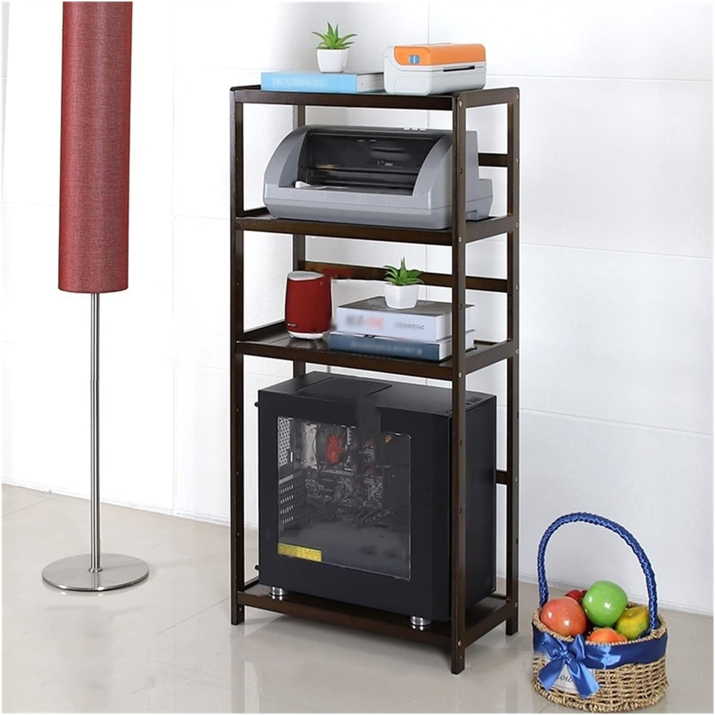 CPU Holder Movable PC Tower Stand Printer Stand, 4-Tier CPU Stand with ...