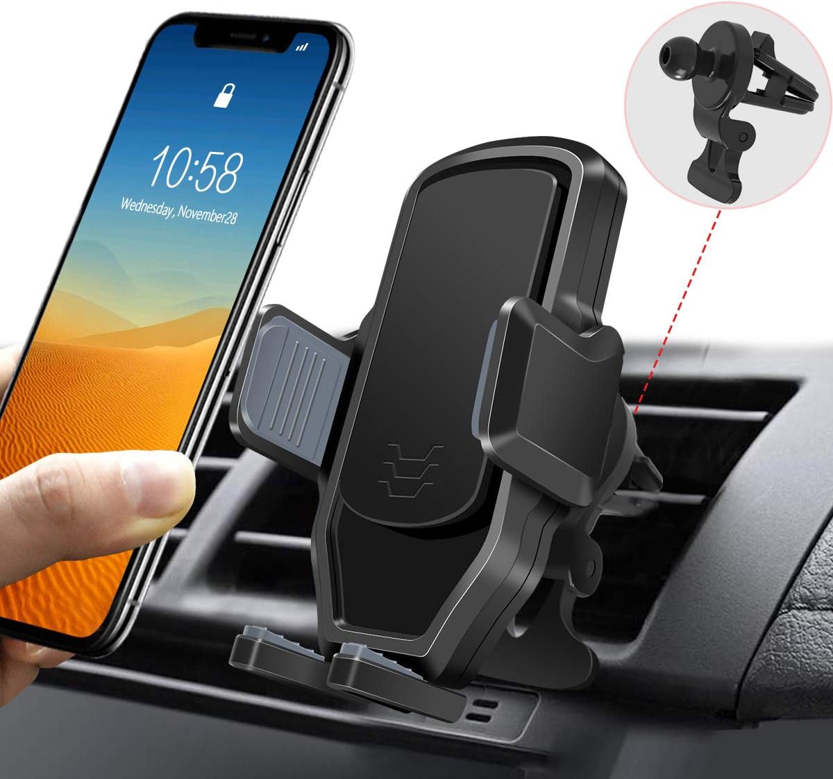 Amazon.com: Car Phone Holder,Fastening Clip Design Car Phone Mount ...