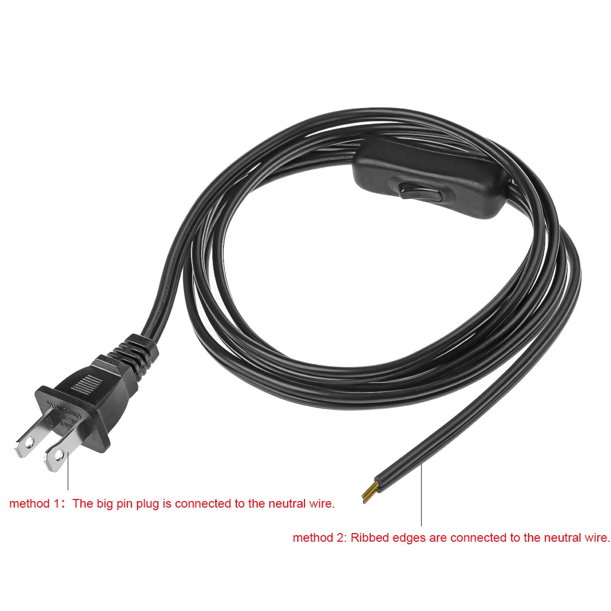Snapklik.com : Lamp Cord Has Button Switch UL304 2A/120V,Plug,Stripped ...