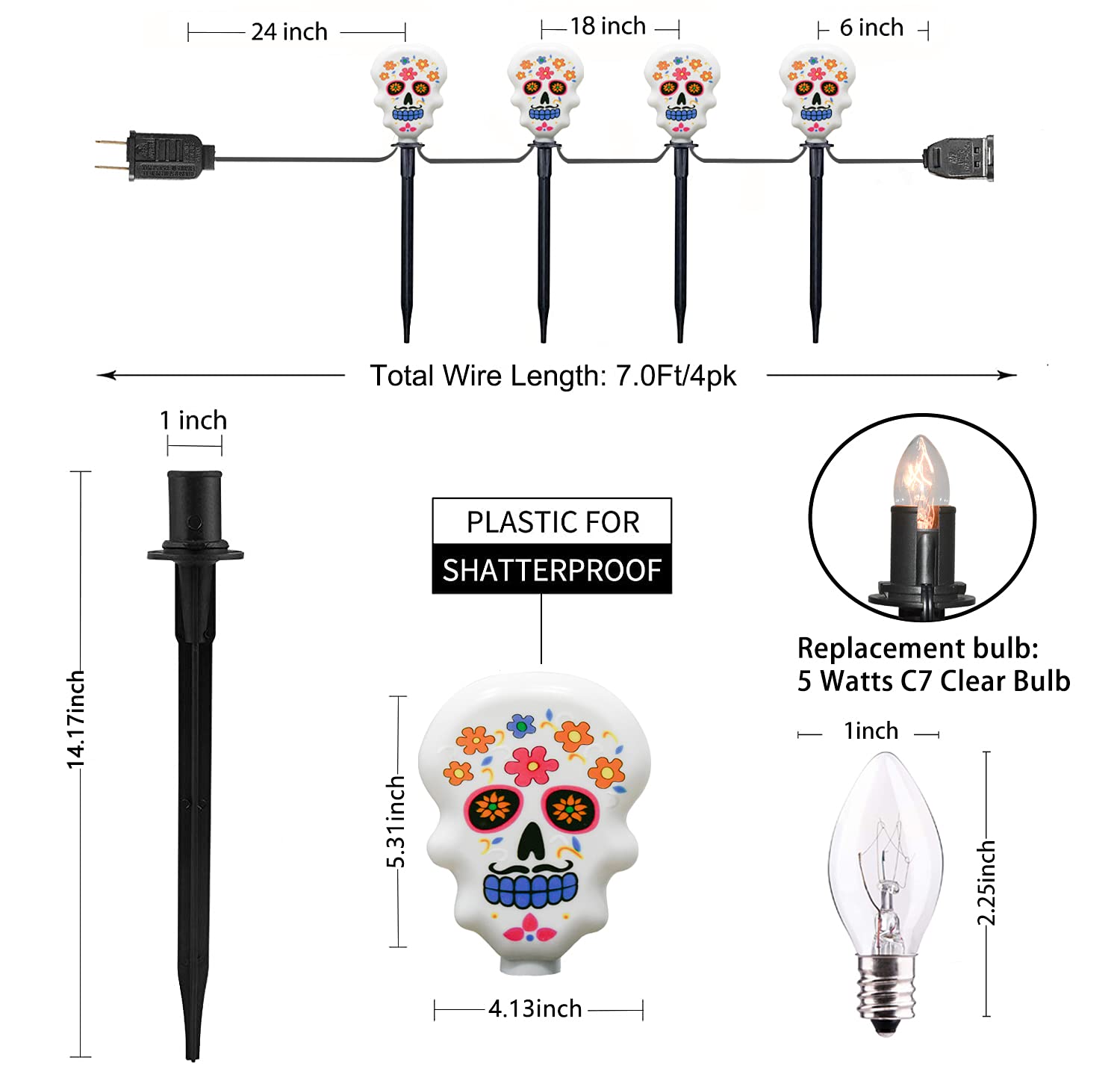 Skull Halloween Pathway Markers TOTALLY GHOUL Halloween 3 Skulls