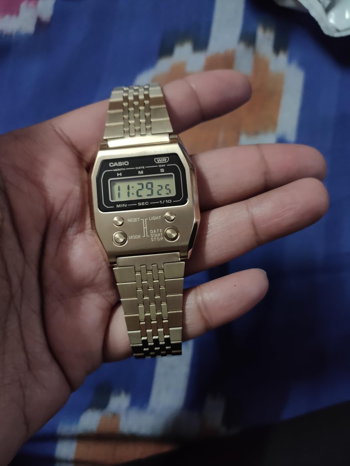 Casio Vintage A1100G-5DF Gold Digital Dial Gold Stainless Steel Band ...