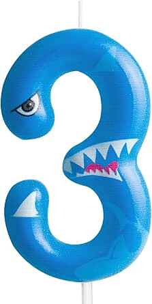 Amazon.com: 3rd Birthday Candle Shark Number 3 Candle Shark Cake ...