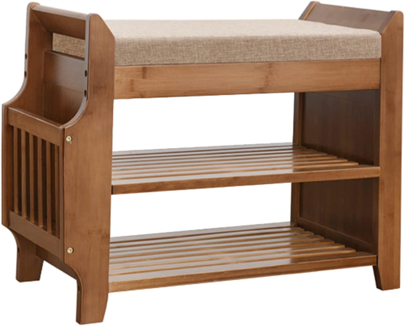 Shoe Storage Bench with Seat Cushion,Bamboo Shoe Rack Storage Organizer ...