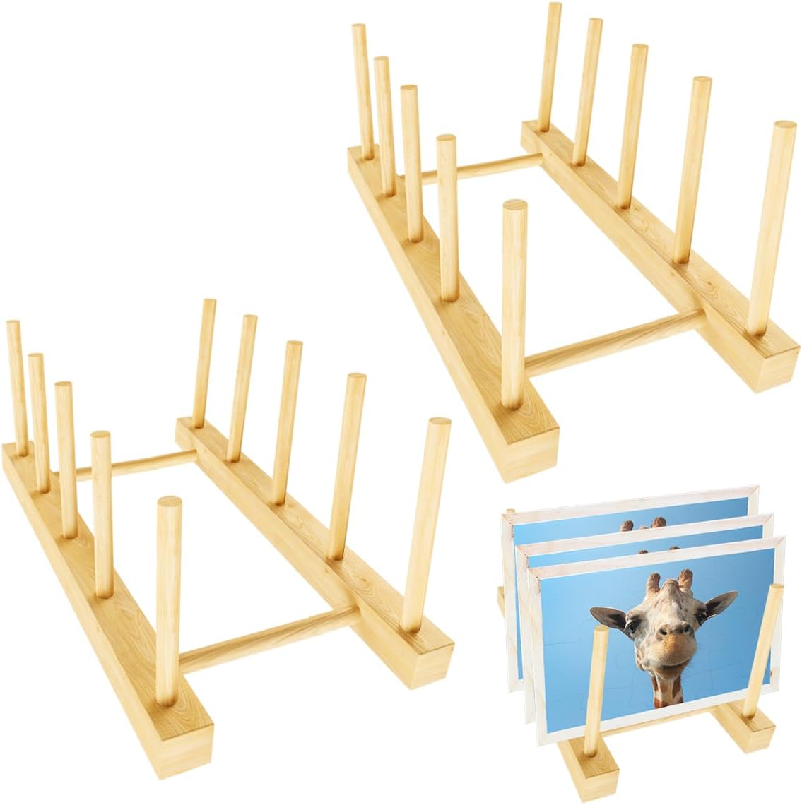Amazon.com: MXOYOXM 2 Pcs Puzzle Storage Rack Wooden Jigsaw Puzzle ...