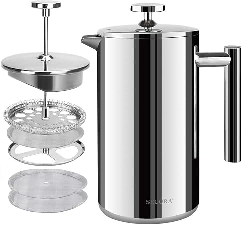 Amazon.de: Secura French Press Kaffeemaschine, 304 Edelstahl, isolierte ...
