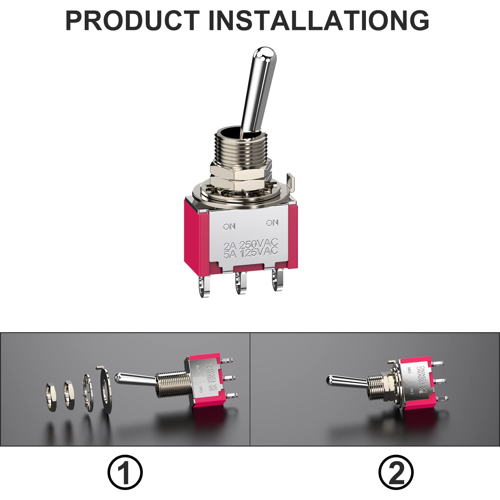 Snapklik.com : DIYhz Toggle Switch AC 5A/125V 2A/250V 3 Pin Terminals ...