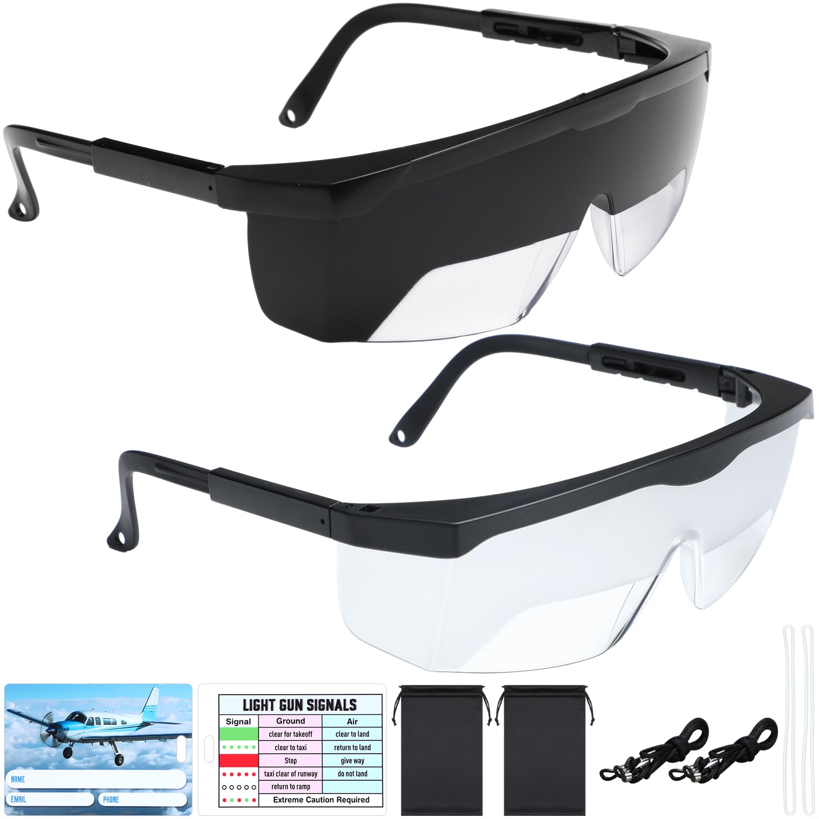 Amazon.com: Saysurey 2 Set Aviation Flight Training Glasses Adjustable ...