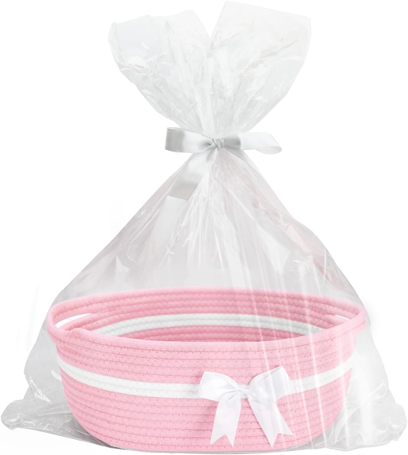 Gift Basket Empty, Woven Cotton Rope Basket with Gift Bags and Ribbons ...