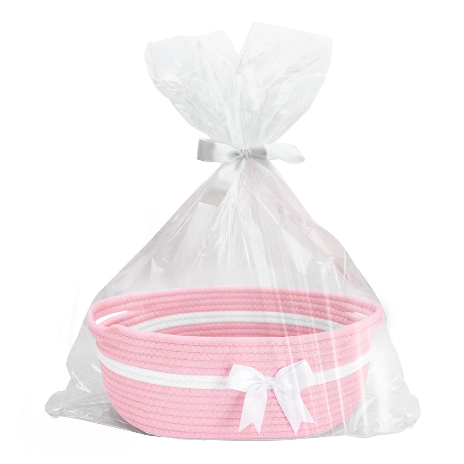 Gift Basket Empty, Woven Cotton Rope Basket with Gift Bags and Ribbons ...