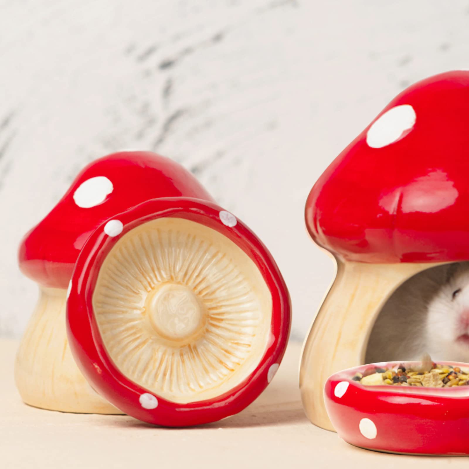 Hamster Toys & Food Bowl Set - Cute Hideout For Hamsters, Guinea Pigs ...
