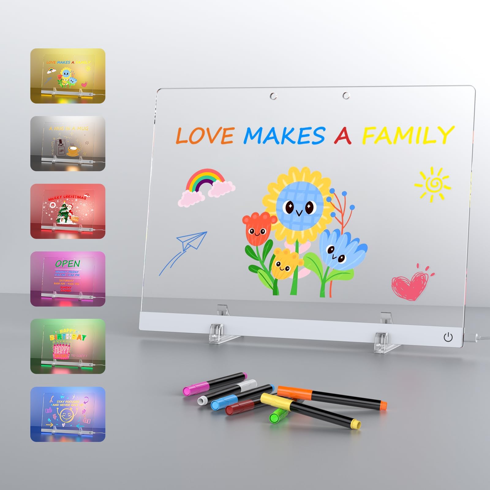 Amazon.com : Acrylic Dry Erase Board with Light- 12 x 10" Clear Led ...