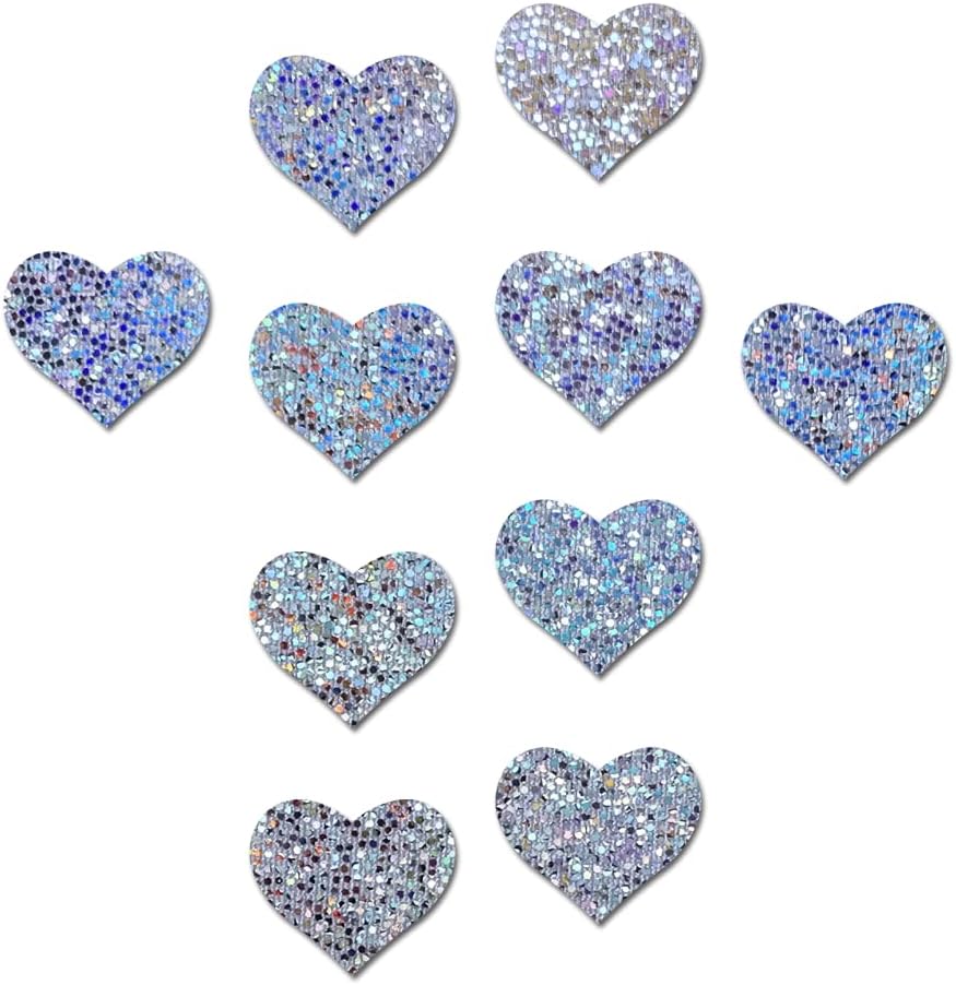 Amazon.com: PASTEASE - 10 Mini Silver Glitter Heart Body Stickers for ...