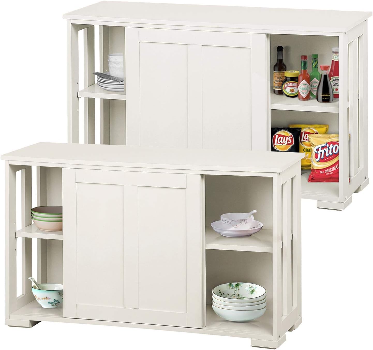 Amazon.com - Yaheetech 2pcs Stackable Kitchen Buffet Cabinet Storage ...