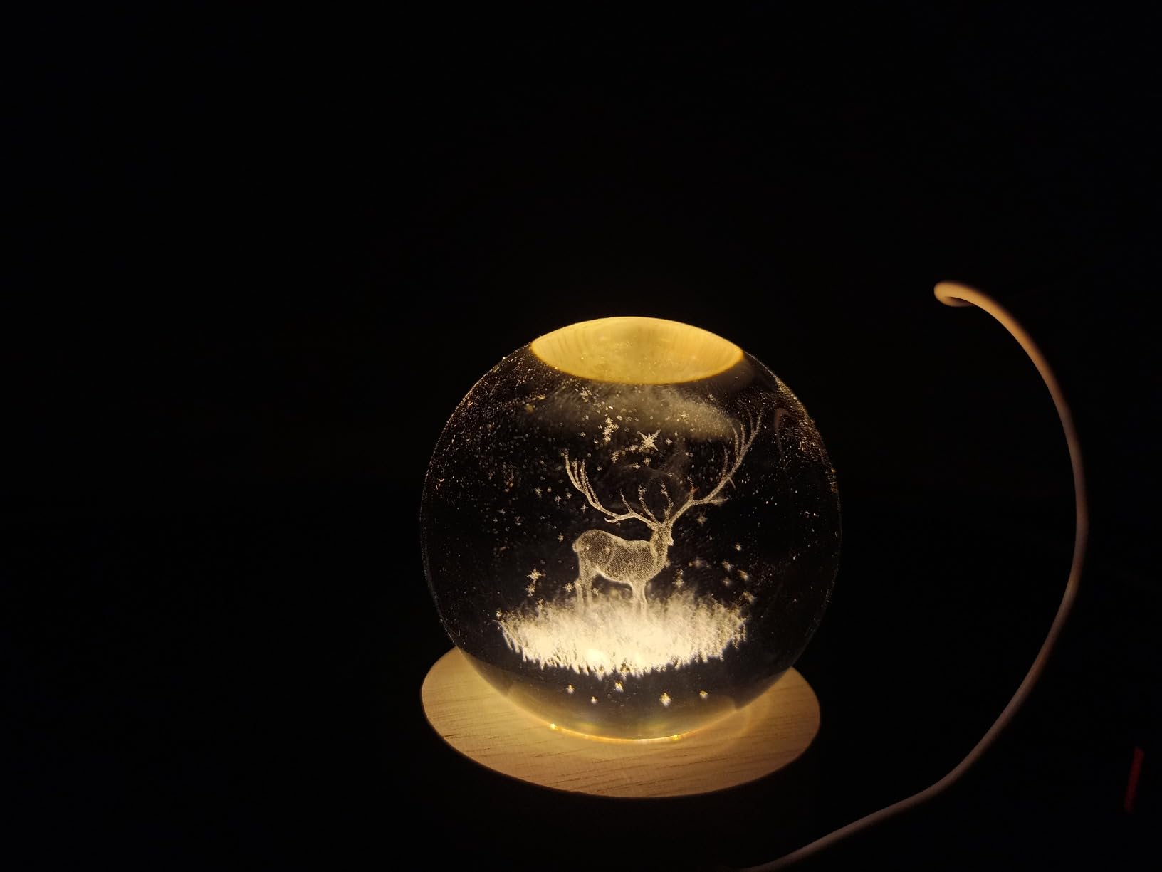 Buy One94Store 3D Deer Crystal Globe Lamp Creative Engraved Crystal ...