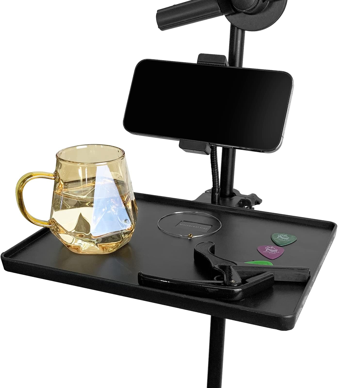 Amazon.com: 2-In-1 Microphone Stand Tray with Phone Holder, Clamp-On ...