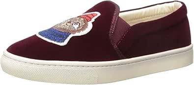 Amazon.com | Soludos Women's Velvet Sloth Sneaker, Wine, 7 B US ...