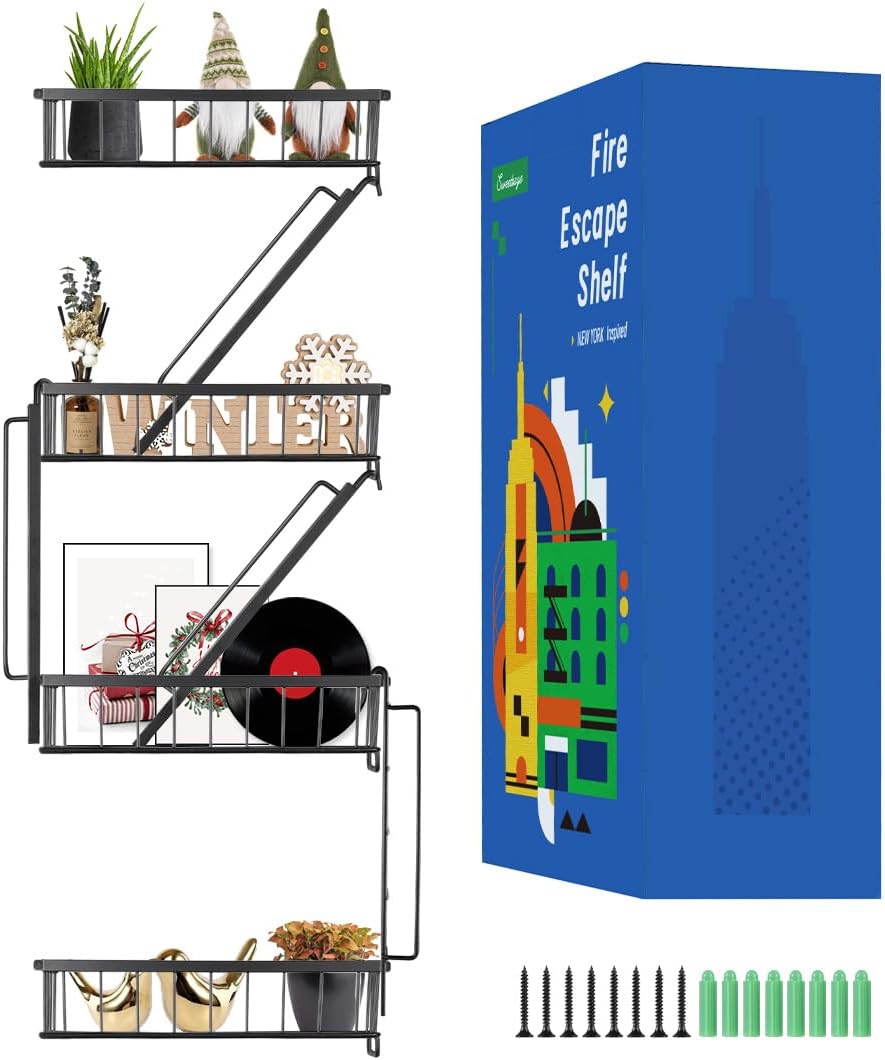 Amazon.com: SweetSage Fire Escape Wall Shelf 4 Tier - NYC Decorative ...