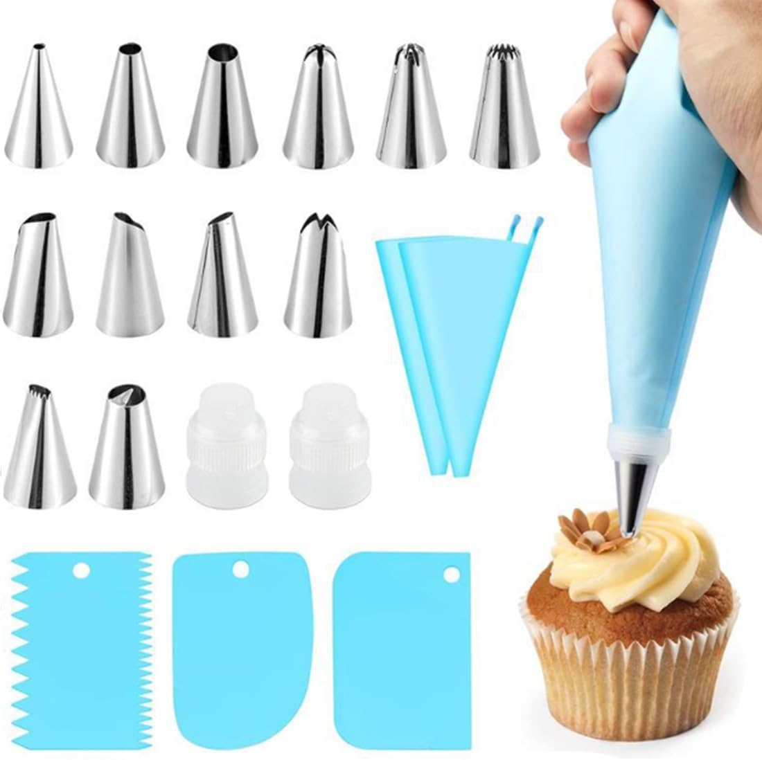 Amazon.com: Piping Tips and Bags Set Pastry Cake Decorating Icing ...
