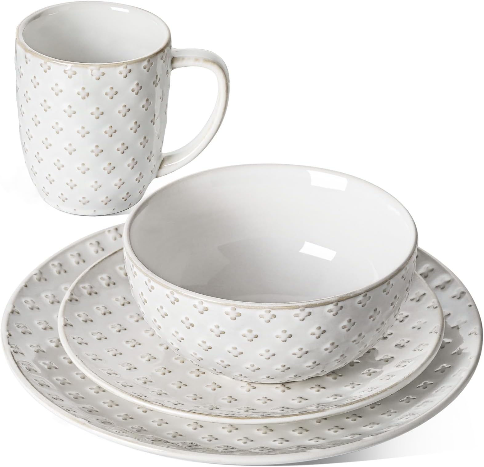 Amazon.com | 4-Piece Dinnerware Set, Plates, Dish, Bowl, Spoon ...