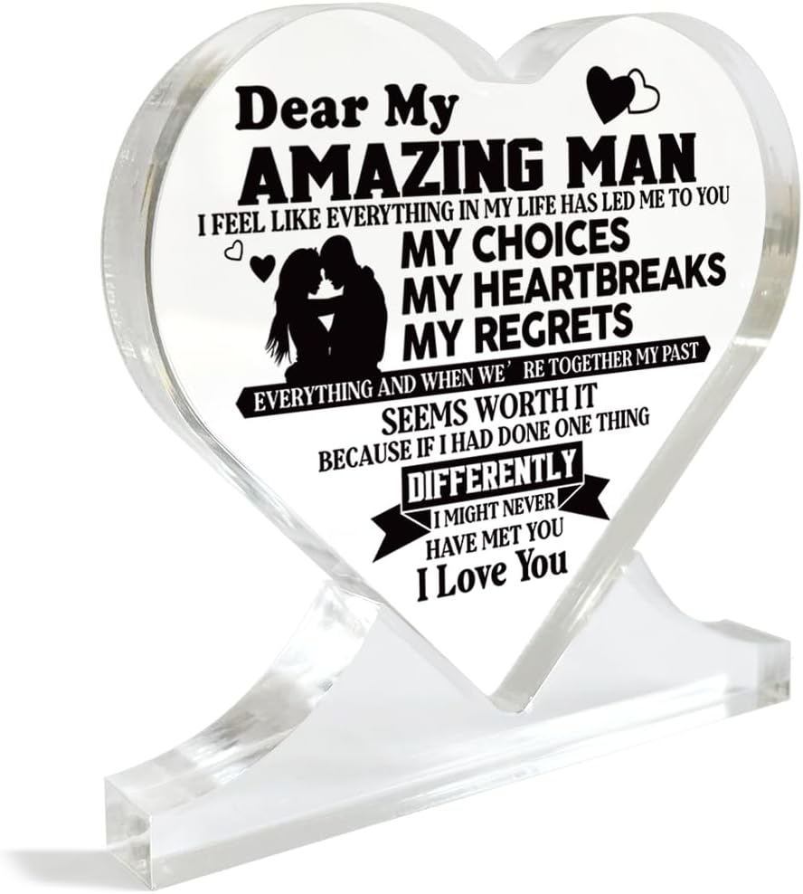 Amazon.com: Man Gift, Dear My Amazing Man, Acrylic Heart Sign, Acrylic ...