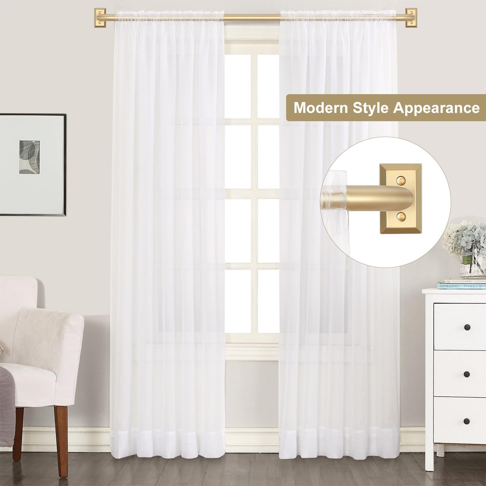 Wrap Around Curtain Rods,Gold Curtain Rods for windows 72 to 144 Inch(6 ...