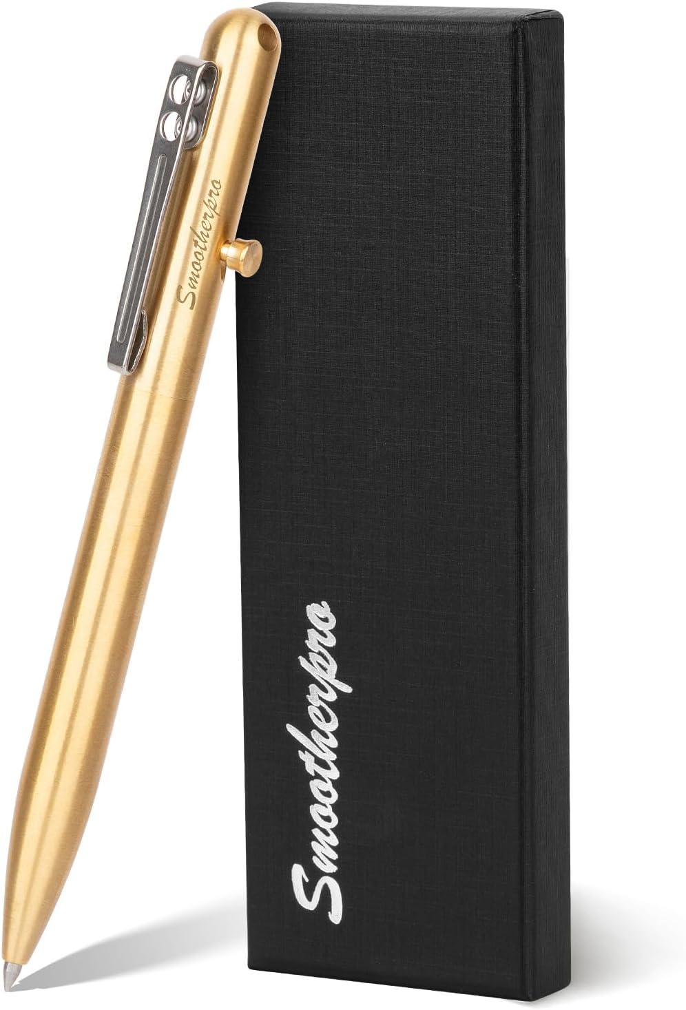 Amazon.com : SMOOTHERPRO Bolt Action Pen with Brass Cap Stainless Steel ...