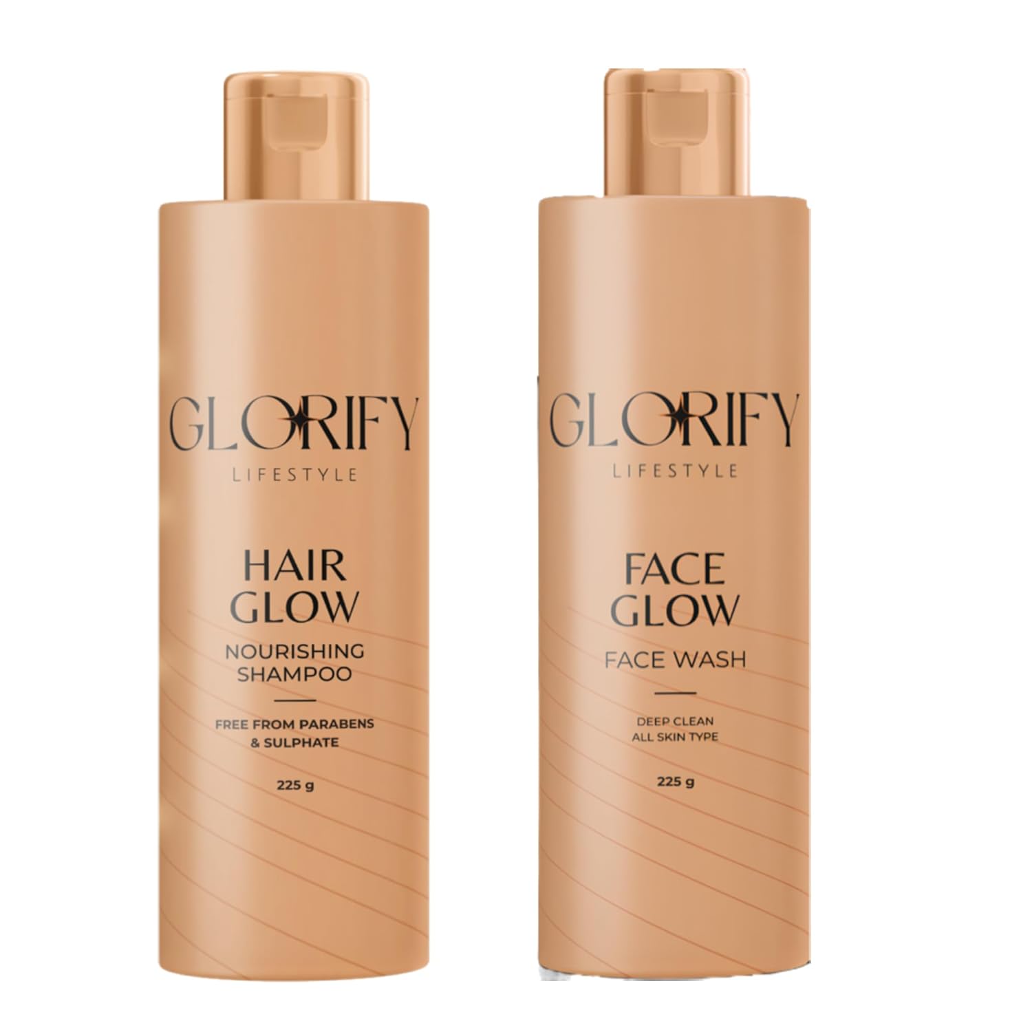 Buy Glorify Lifestyle Hair Glow Nourishing Shampoo + Face Glow Face Wash | Pack Of 2-225 gram ...