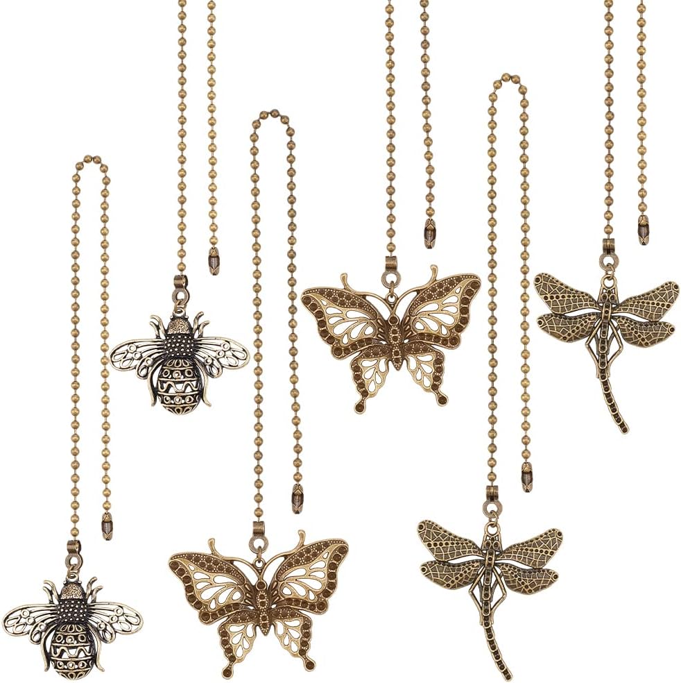 BENECREAT 6Pcs 3 Styels Butterfly Bee Ceiling Fan Pull Chain, Vintage ...