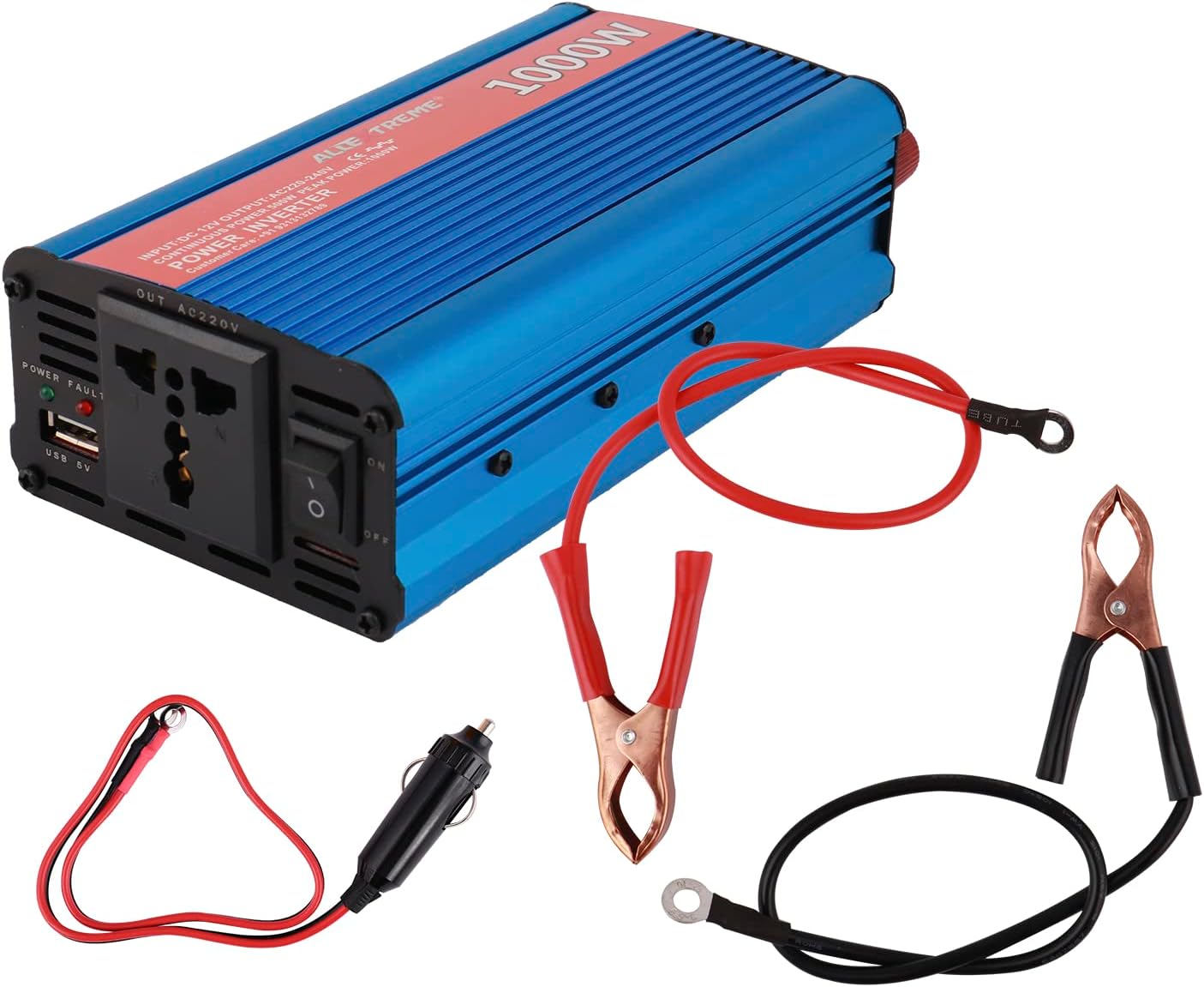 AllExtreme EXPINT01 1000W Heavy Duty Portable Power Inverter 1 USB Port ...