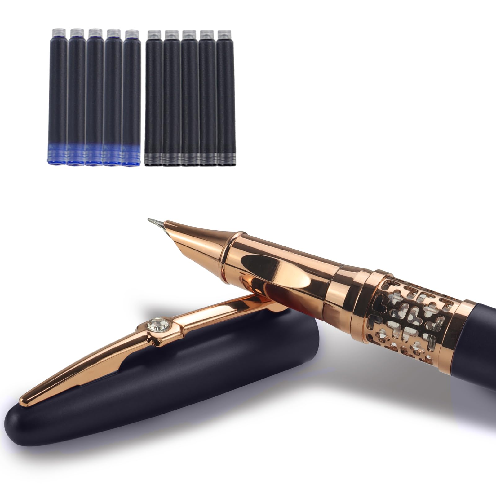 Amazon.com : YUNCHUN Refillable Fountain Pen Fine Nib, Fancy Ink Pen ...