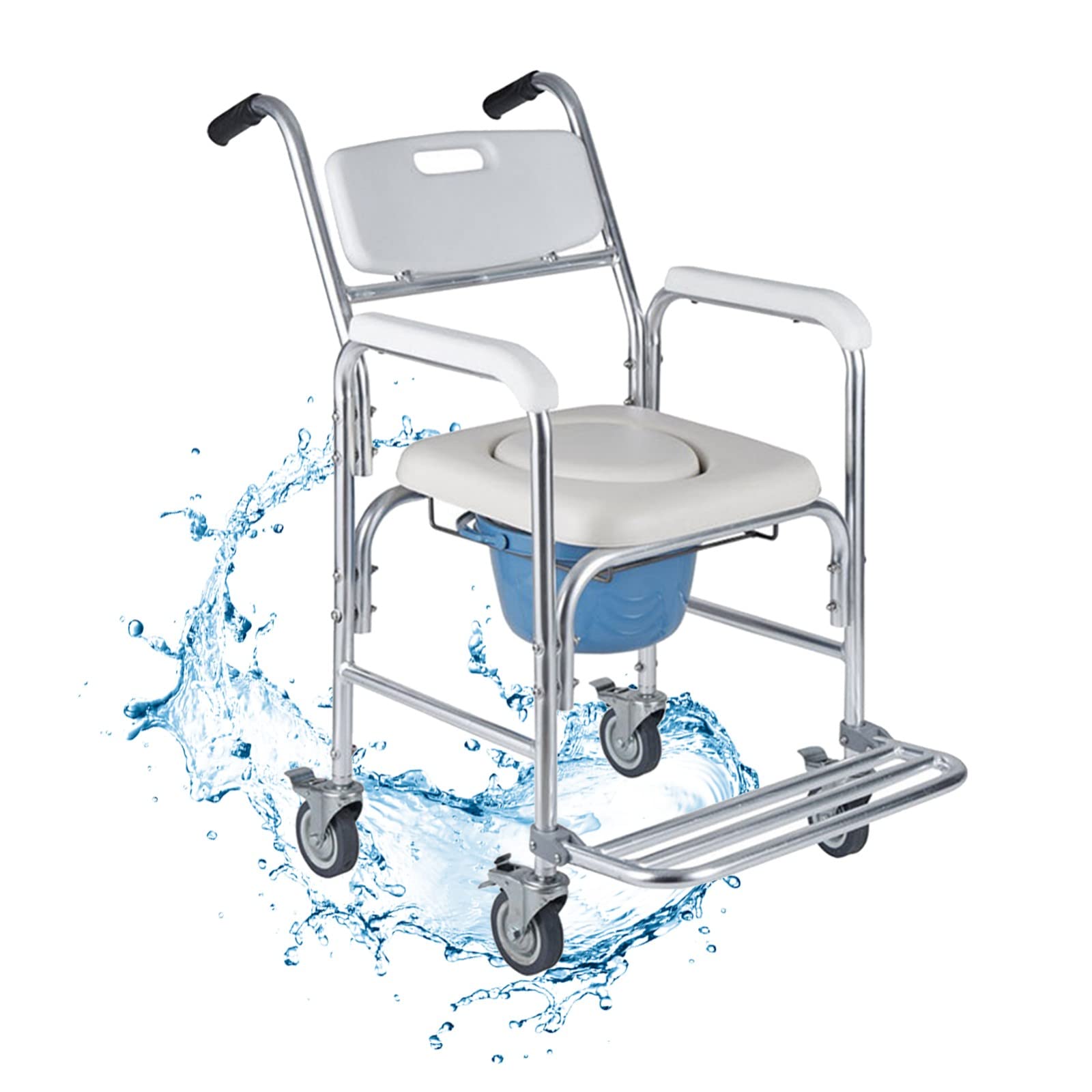 Buy 4 in 1 Commode Chair with Wheeled Toilet Chair Wheelchair Shower ...