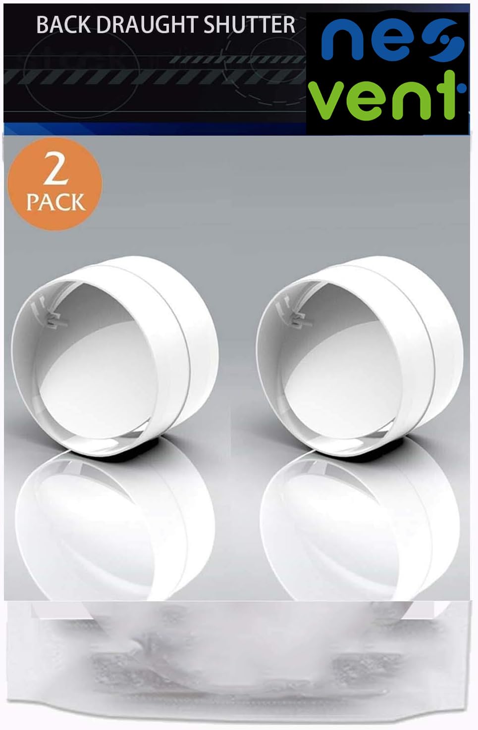 Buy 2 x 100mm Backdraught Shutter Flap 4-inch Non-Return Valve Damper ...