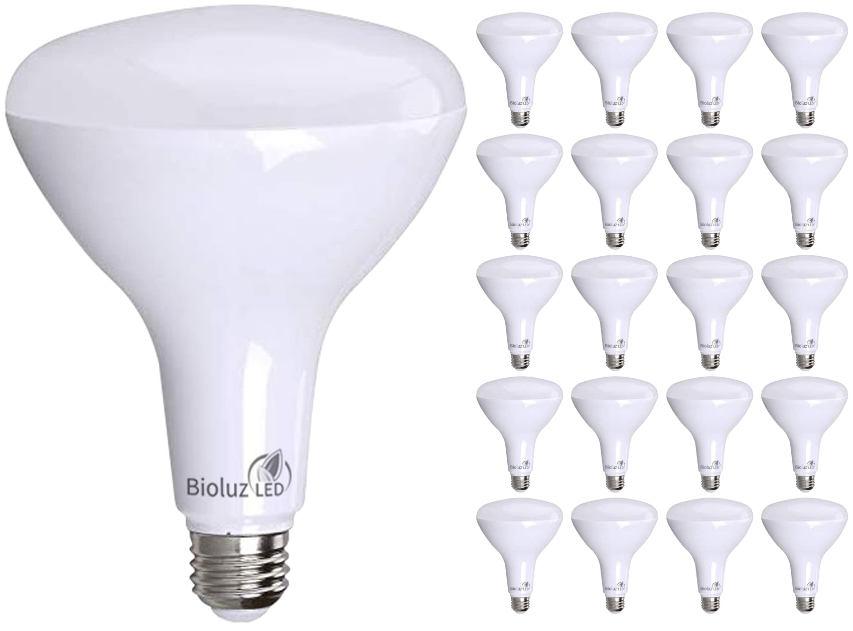Bioluz 20 Pack Brightest BR40 LED Light Bulb - INSTANT ON Warm Light ...