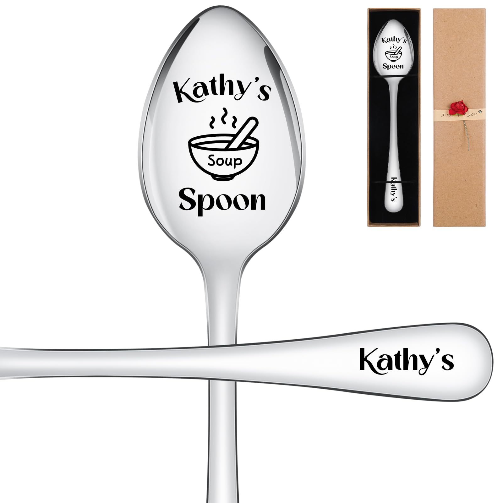 Amazon.com: Angirlish Personalized Soup Spoons, Custom Engraved Name ...