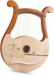 Amazon.co.jp: 19 String Lyre Harp Mahogany Harp Instrument with Extra ...