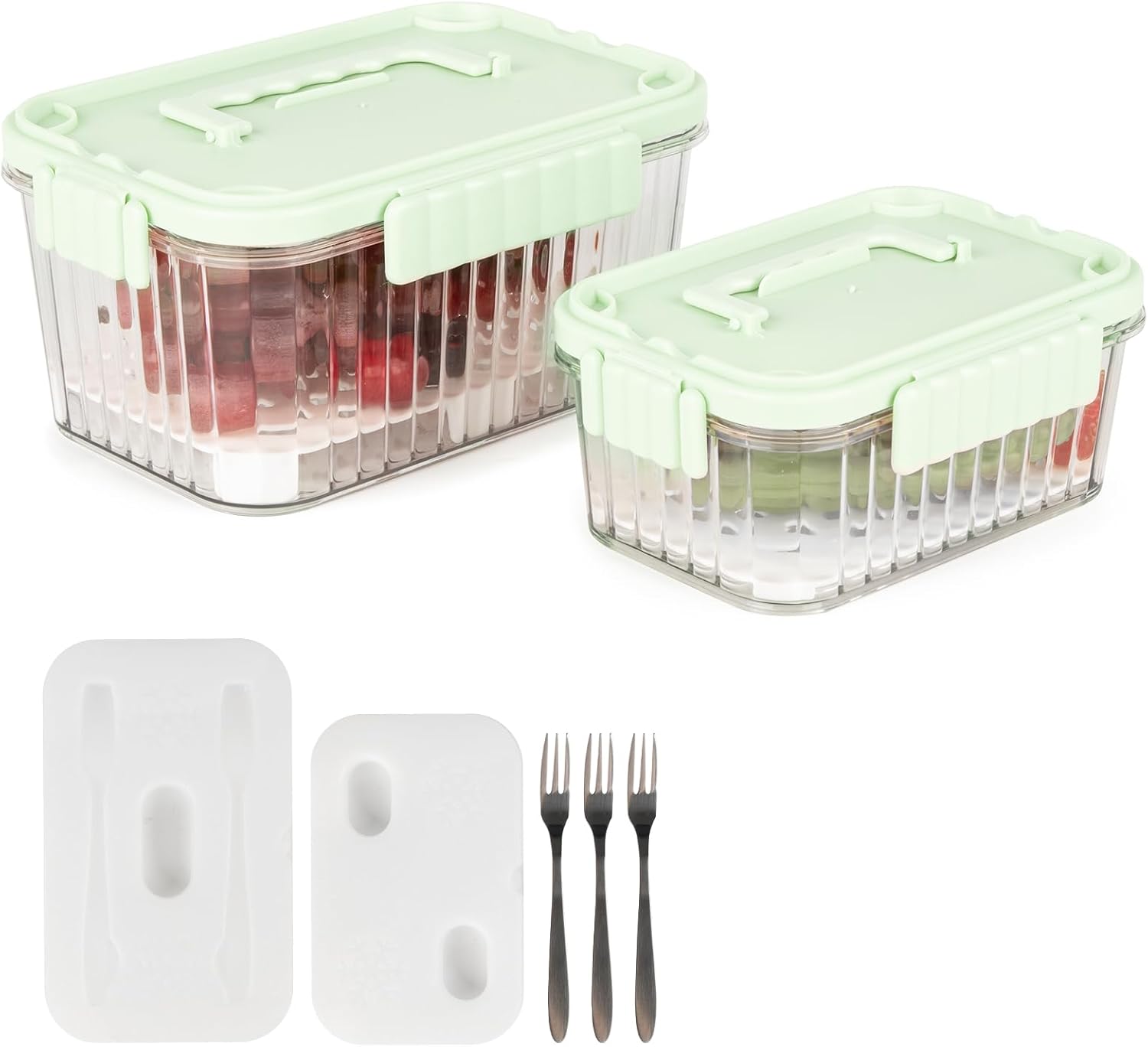 Amazon.com: 2 Pack Food Storage Containers with Lid, Portable Fruit ...