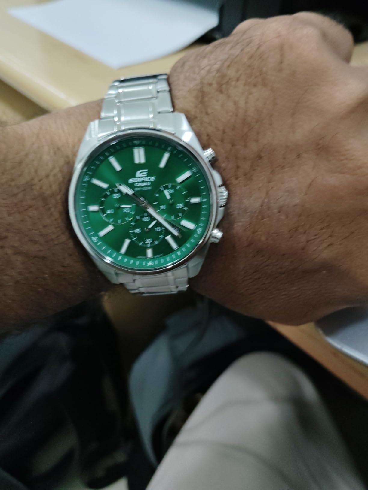 Buy Casio Edifice EFV-650D-3AVUDF Green Analog Dial Silver Stainless ...