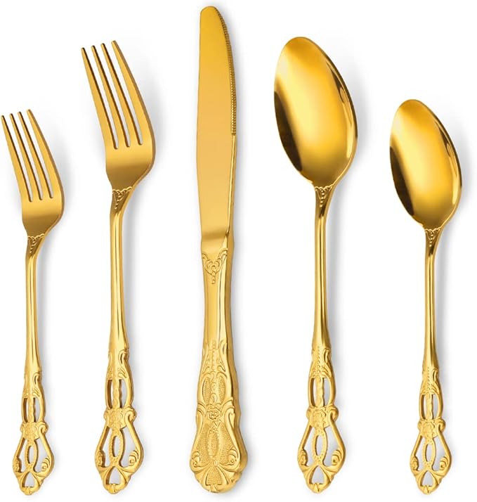 Amazon.com | Retro Royal 20 Pieces Stainless Steel Silverware Set,Anti-rust Flatware Cutlery Set ...