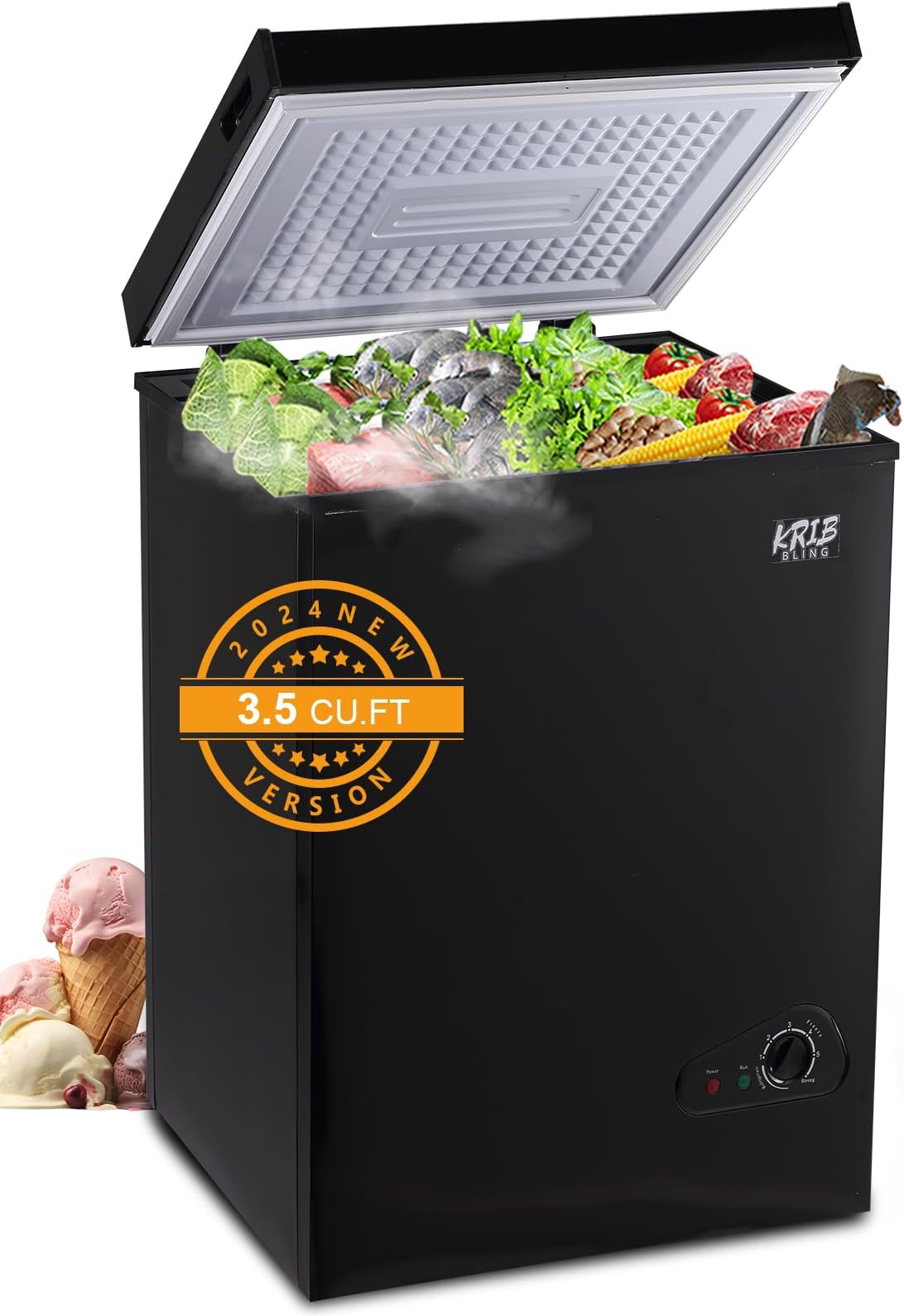 Amazon.com: Muhub Black Chest Freezer,3.5 Cu Ft Compact Freezer with 7 ...