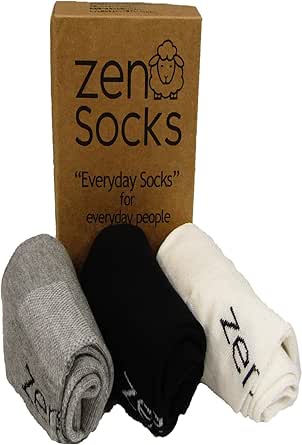 Amazon | [Zen Socks] ウール 靴下 メンズ 3足組 ビジネス ソックス シルク高級ブレンド スポーツ アーチサポート 抗菌 ...