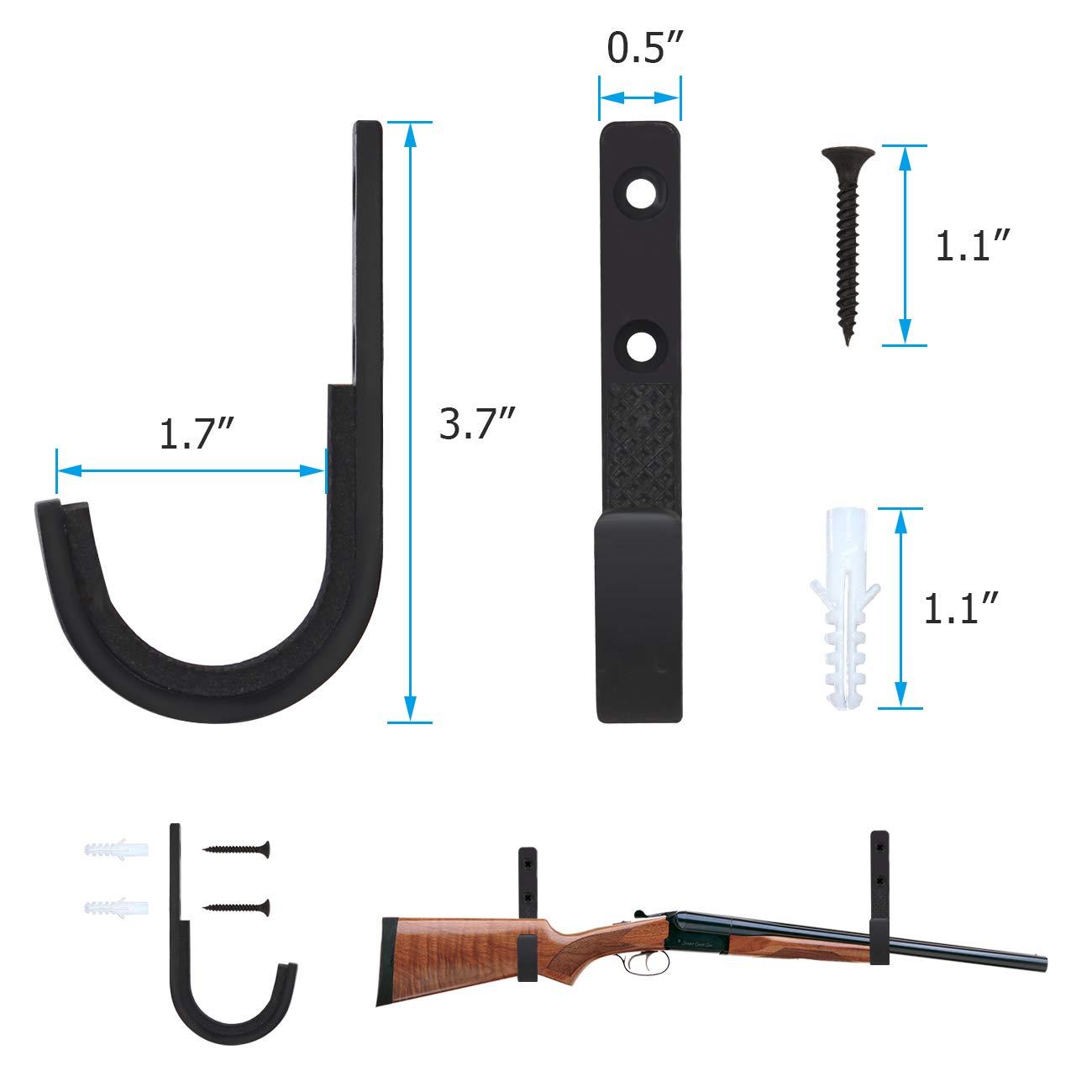 Snapklik.com : Mind And Action Gun Rack Wall Mount, Horizontal Metal ...