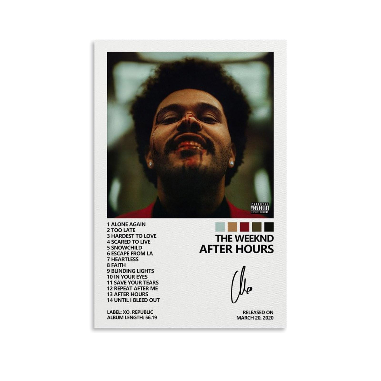 Amazon.com: THE WEE-KND AFTER HOURS Canvas Poster - Album Cover Poster ...