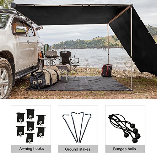 Shatex 8x16ft RV Awning Shade with 90% Privacy Screen Free Kit, Black ...