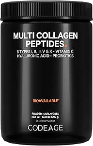 Amazon.com: Codeage Multi Collagen Peptides Powder + Probiotics Black Edition, Vitamin C ...