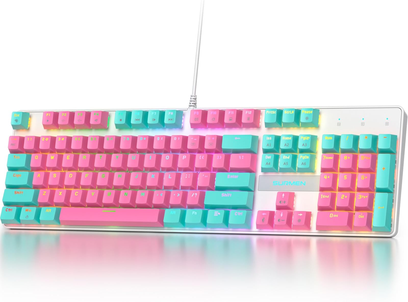 Amazon.com: Ussixchare Full Size Mechanical Keyboard, Creamy Keyboard ...