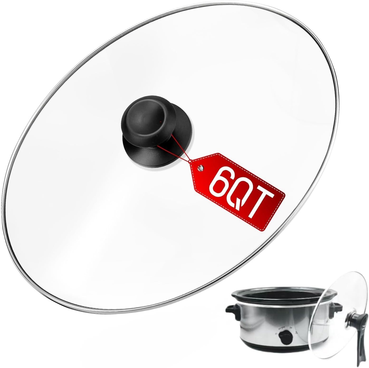 Amazon.com: Oval 8 Quart Slow Cooker Glass Lid Fit for Crock Pot ...