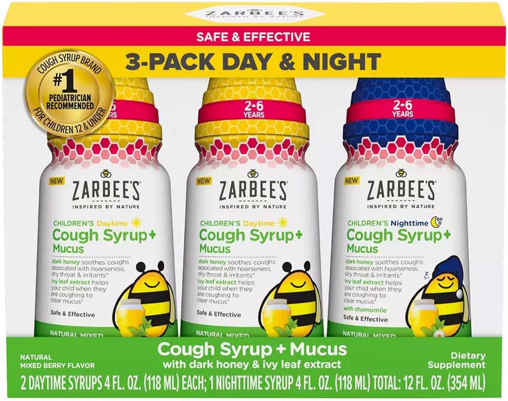 Amazon.com: Zarbee's Kids Cough + Mucus Syrup Day/Night Value Pack for ...