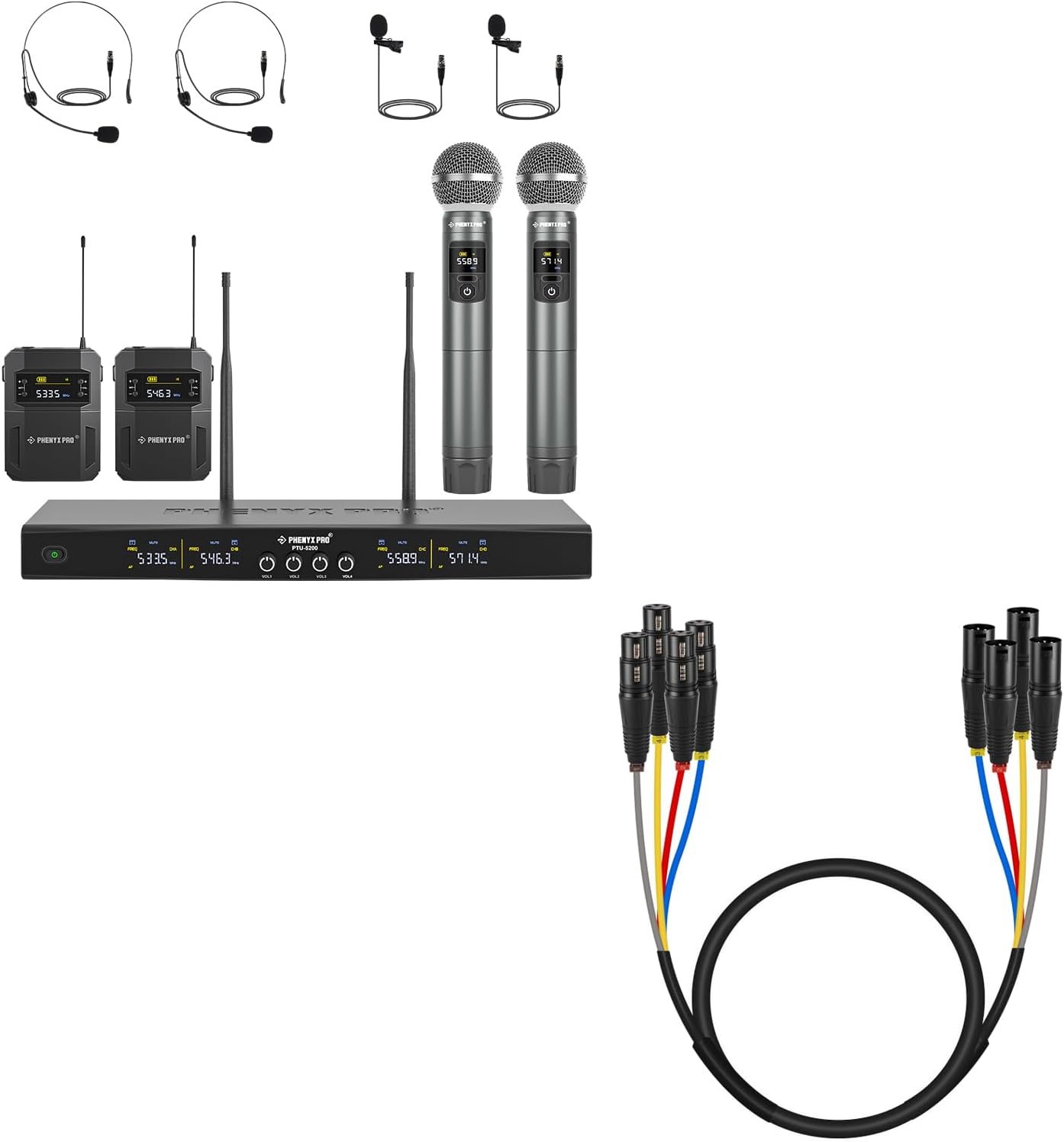 Amazon.com: Phenyx Pro 4-Channel Wireless Microphone System PTU-5200 ...