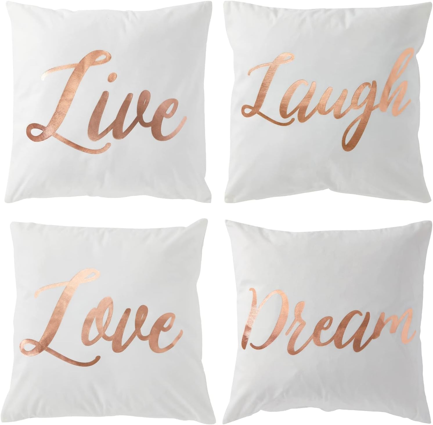 Amazon.com: Juvale Set of 4 Rose Gold Throw Pillow Covers, 17x17 Inch ...