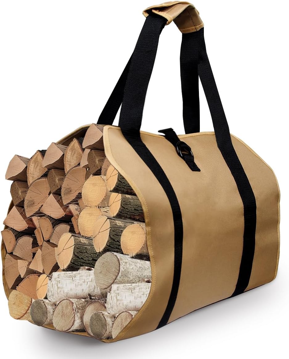 Amazon.com: Firewood Log Carrier Tote Bag with Heavy Duty Canvas, Carry ...
